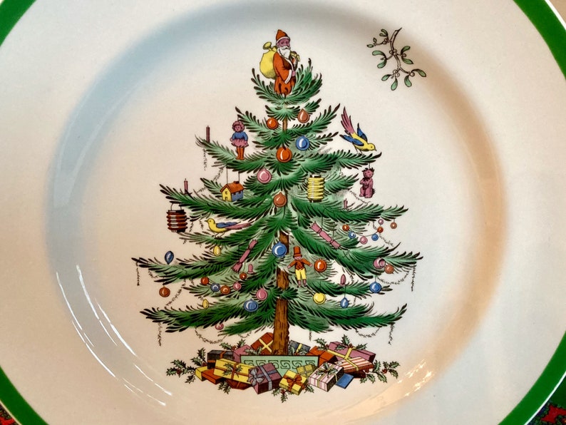 Spode Christmas Tree Pattern Large 10 3/4 Dinner Plates Made in England ...