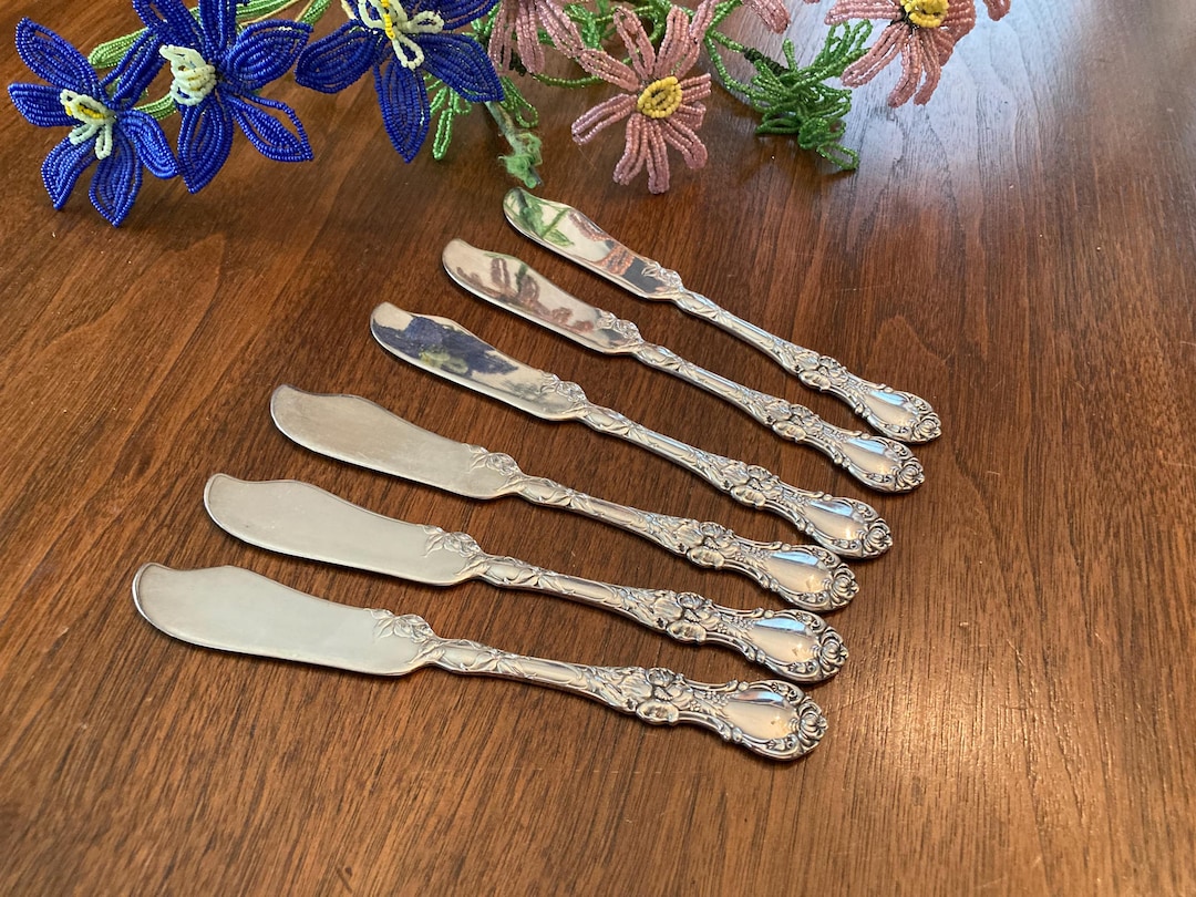Set(6) Antique 1835 R Wallace FLORAL Pattern Silverplate Butter ...