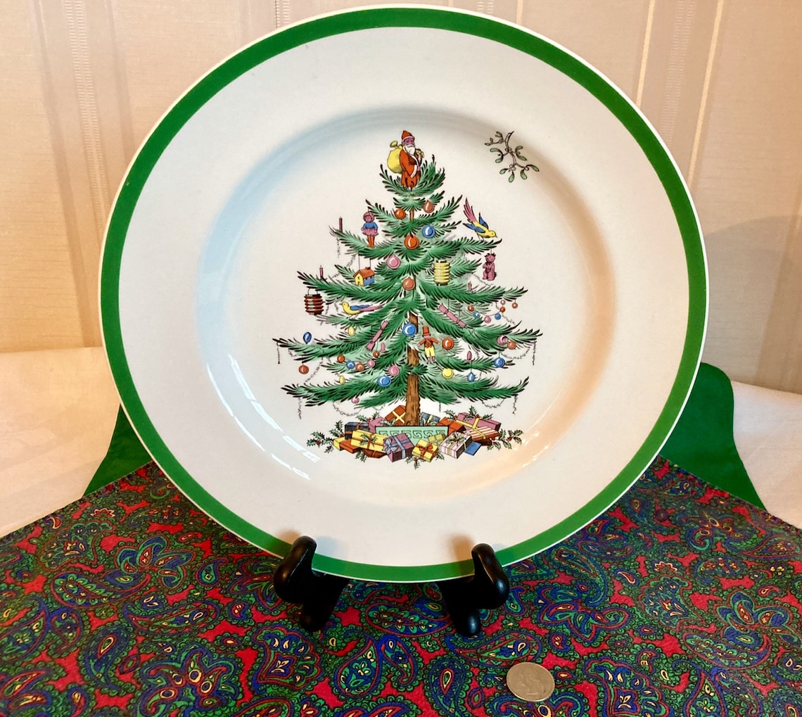 Spode Christmas Tree Pattern Large 10 3/4 Dinner Plates Made in England ...