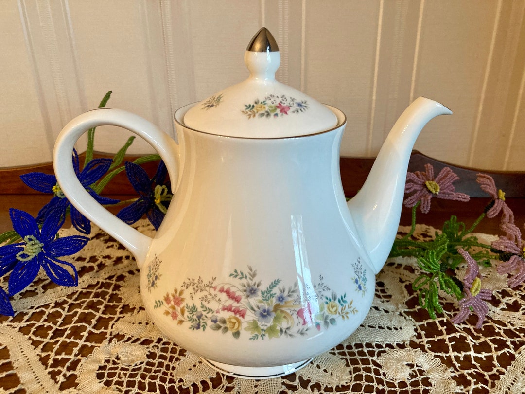 Wedgwood Aspen Bone China Teapot - Pastel Floral Design - Etsy