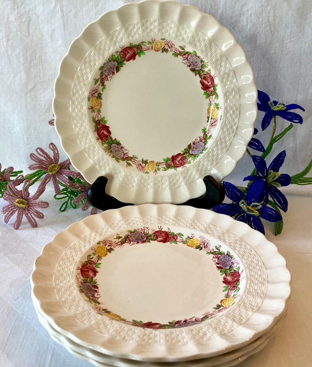 Set(4) Vintage Spode Rose Briar Salad Plates - Etsy