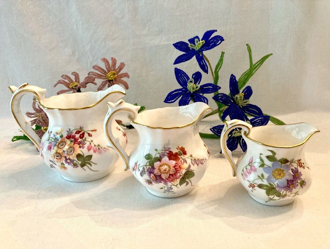 Royal Crown Derby posies Set of Three Different Size Creamers - Etsy UK