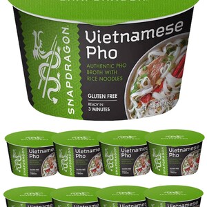 Instant Pho Noodle Bowls Bundle. Includes Nine - 2.1 Oz Snapdragon Vietnamese Pho Bowls in Beef ...