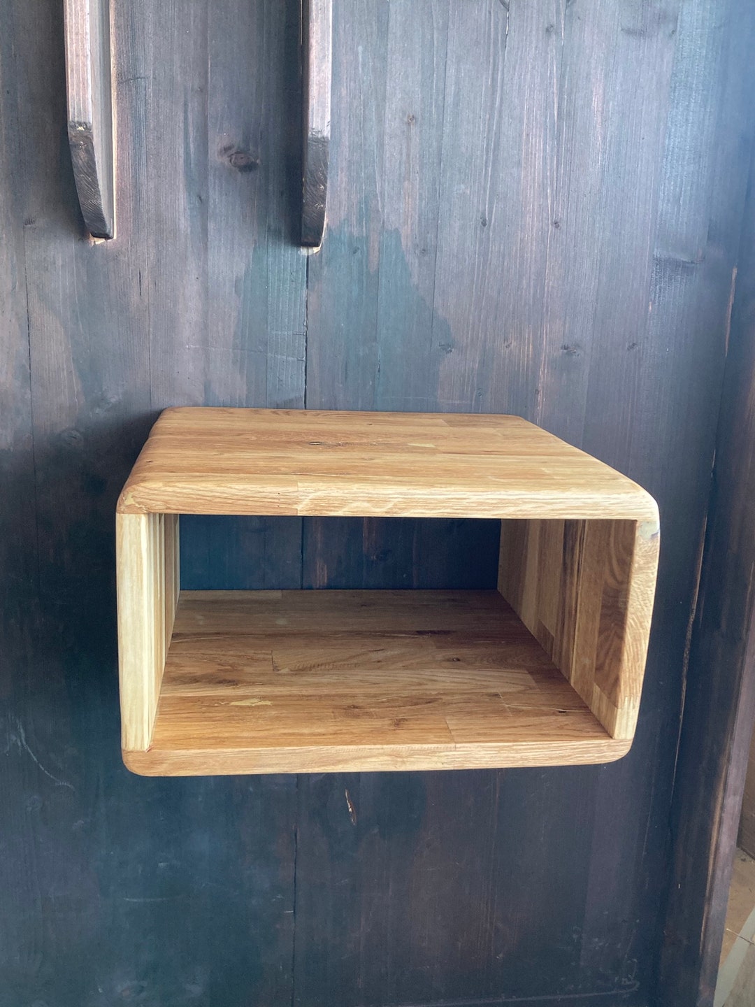 Handmade Floating Oak Bedside Table Oak Wood - Minimalist Style for a ...