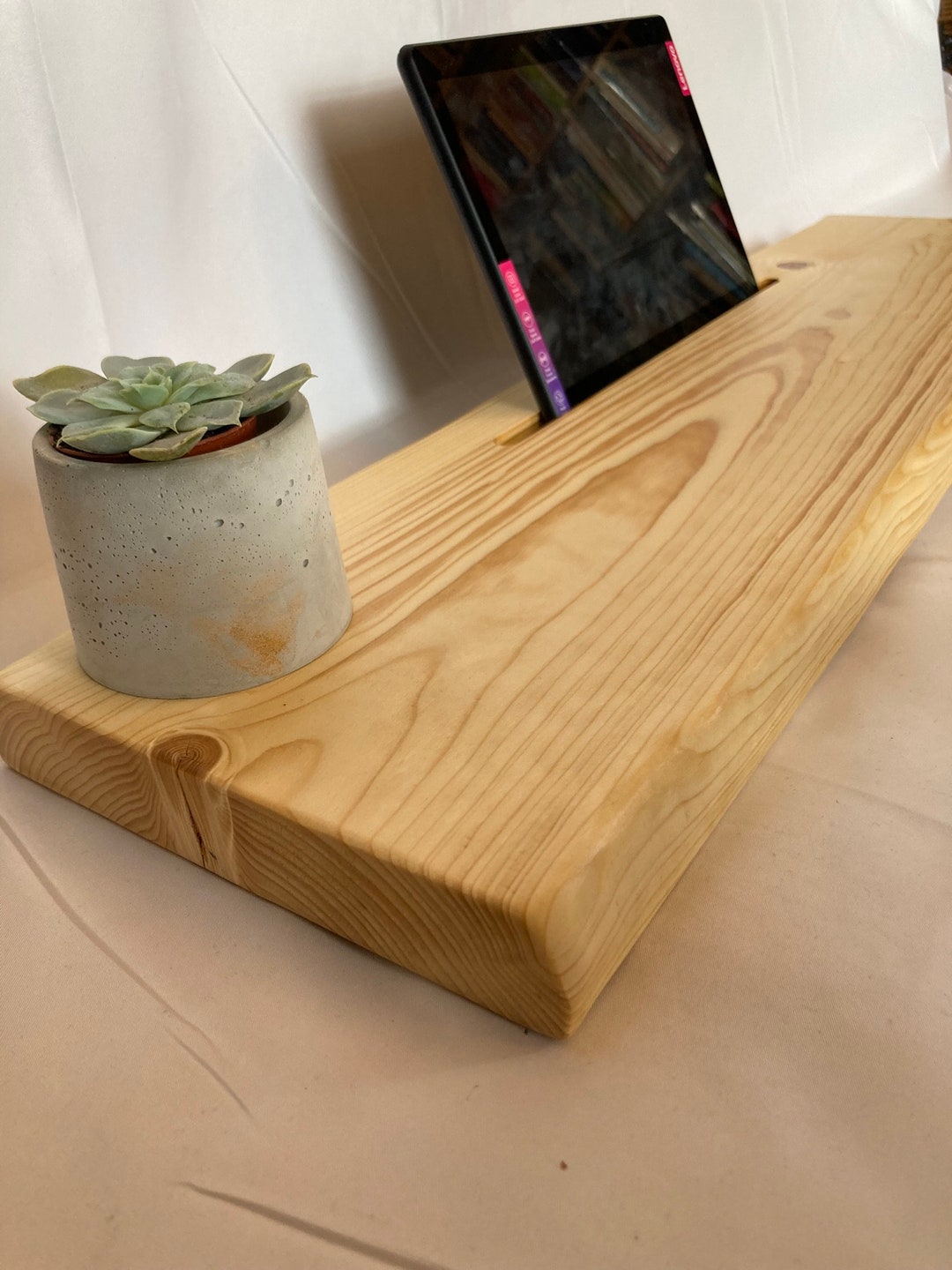 Upcycling Bathtub Shelf Made of Pine Wood With Tablet Holder Nature ...