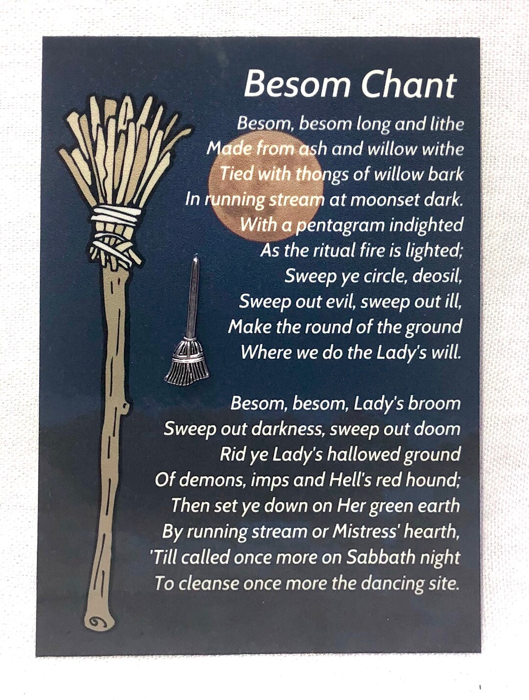 Besom Chant Charm Card Wicca Witchcraft Broom Gift Spell - Etsy