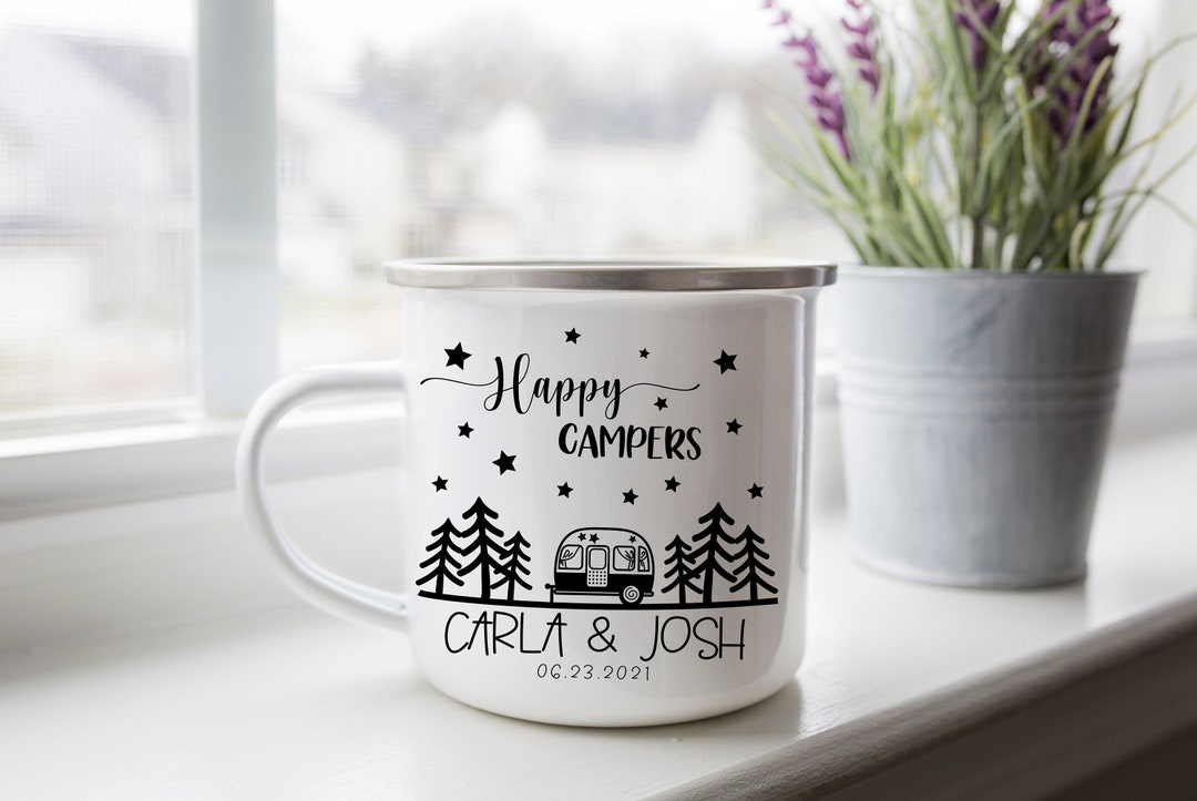 Happy Campers Campfire Mug, Personalized Glamping Mug - Etsy