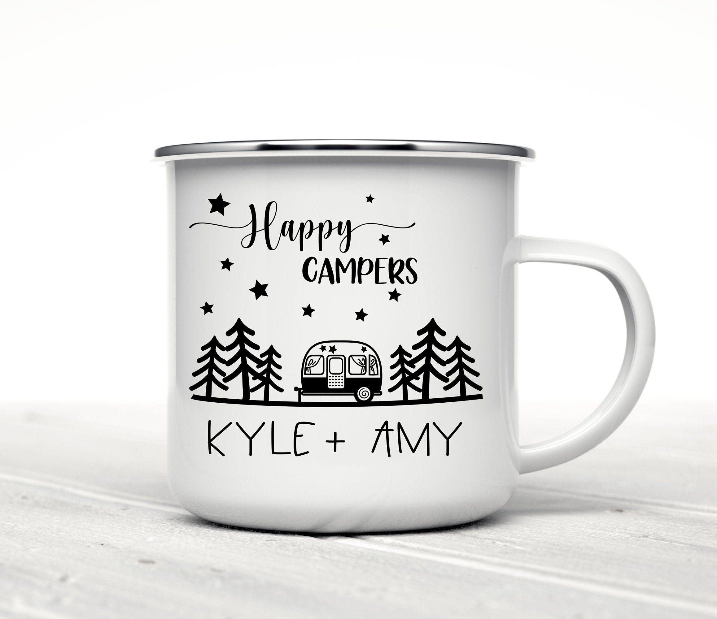 Happy Campers Campfire Mug, Personalized Glamping Mug - Etsy