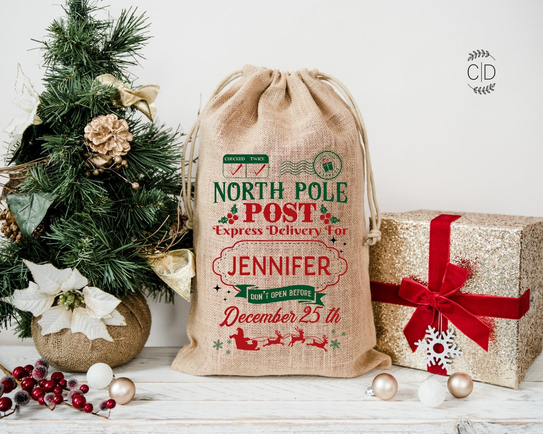 Personalized Christmas Santa Sack - Custom Burlap Christmas Mail Bags ...