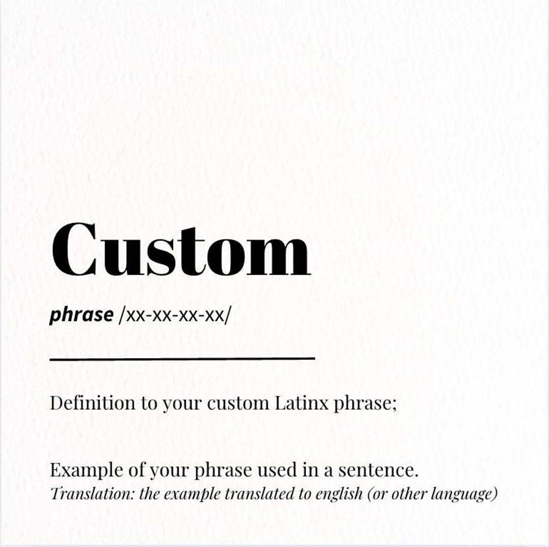 Custom Definition Poster | Aesthetic Latinx Slang Wall Art | Classy ...