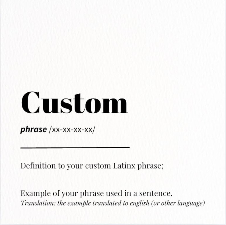 Custom Definition Poster | Aesthetic Latinx Slang Wall Art | Classy ...