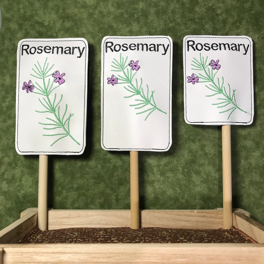 Rosemary Garden Markers Stakes - ITH Embroidery Design Files = Instant ...