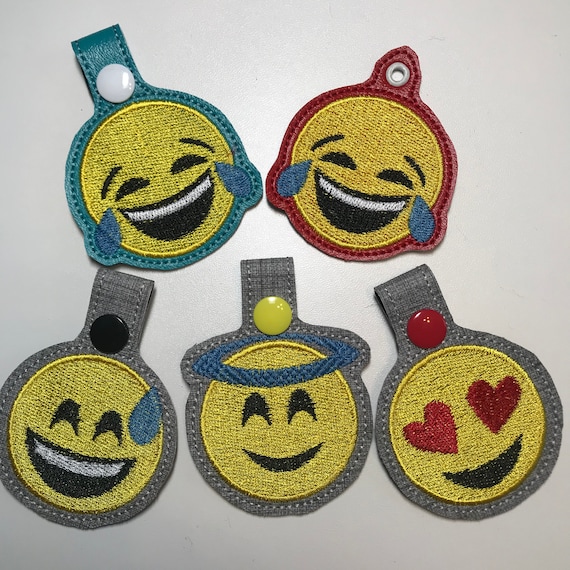 Emoji Key Fob Chain Ring Embroidery 8 Design Files Snap Tab - Etsy