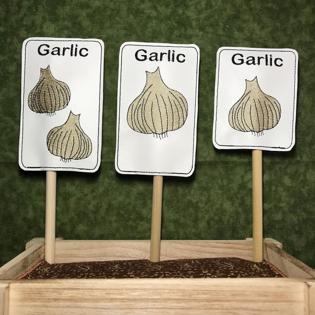 Garlic Garden Markers Stakes - ITH Embroidery Design Files - Instant ...