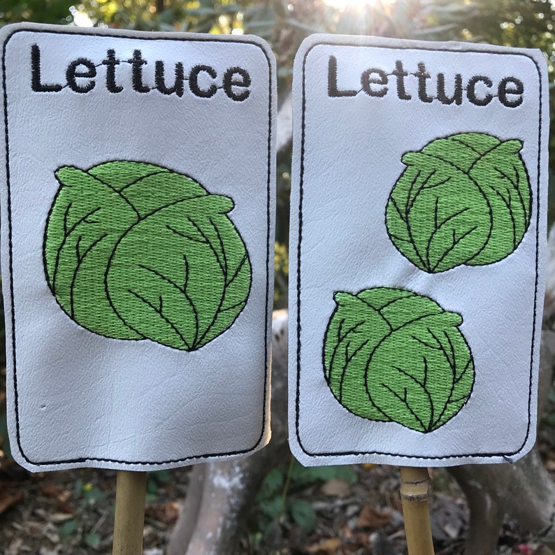 Lettuce Garden Markers Stakes - ITH Embroidery Design Files - Instant ...