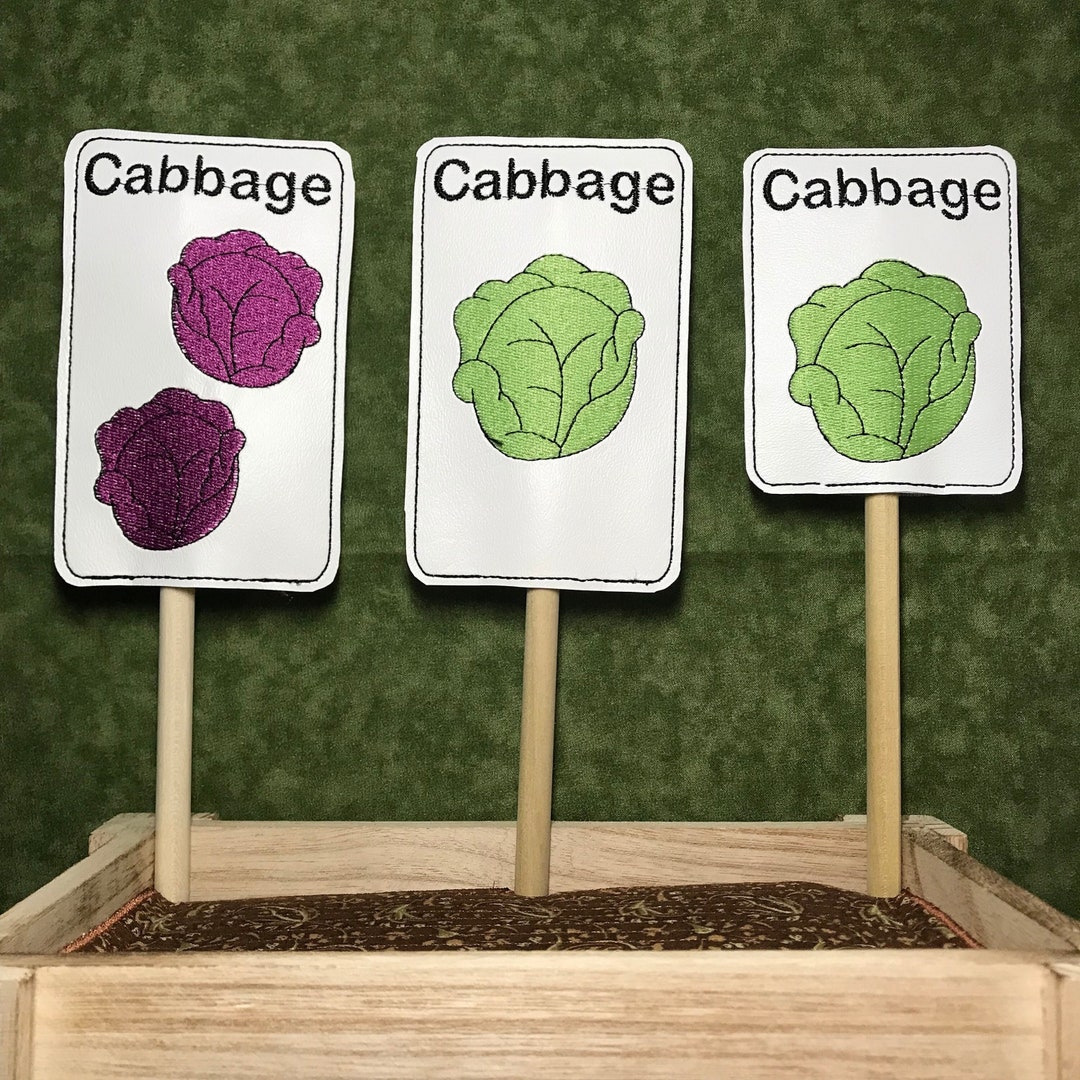 Cabbage Garden Markers Stakes - ITH Embroidery Design Files - Instant ...