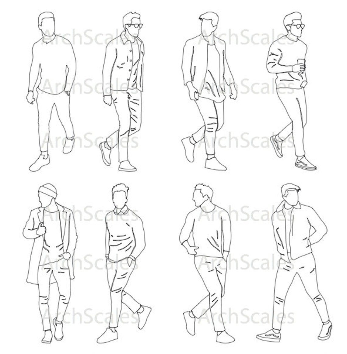 8 Casual Men Package Flat Vector Clipart PNG AI Human Person ...