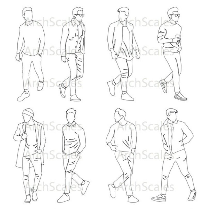 8 Casual Men Package Flat Vector Clipart PNG AI Human Person ...