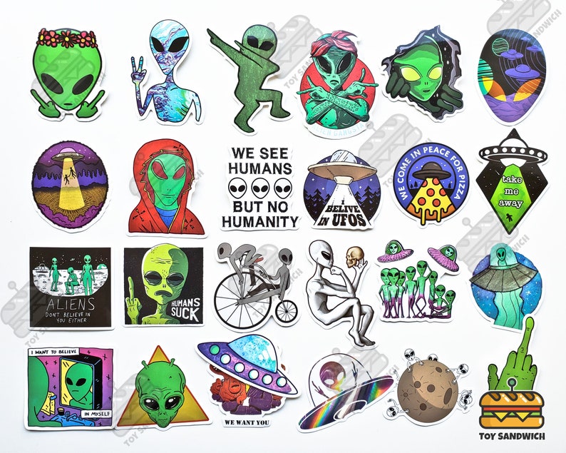 50 pcs Alien Stickers Pack ET Autocollants OVNI | Etsy
