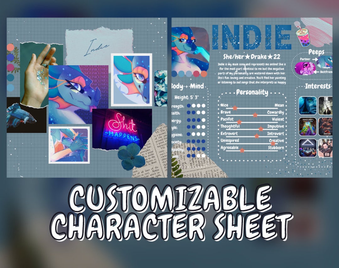 Fully Customizable Canva Character Sheet Template - Etsy
