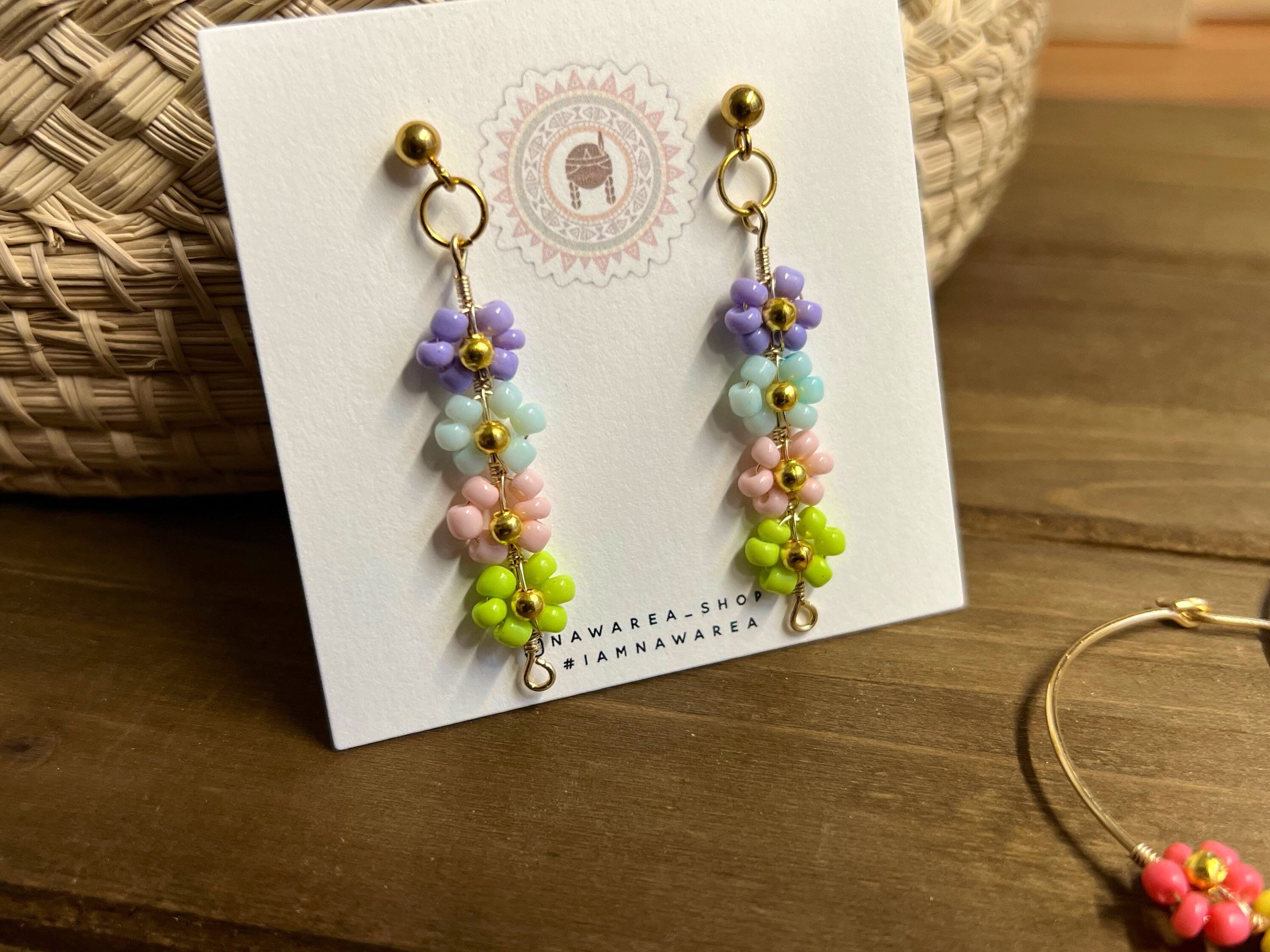 Colorful Flower Power Long Earrings - Etsy