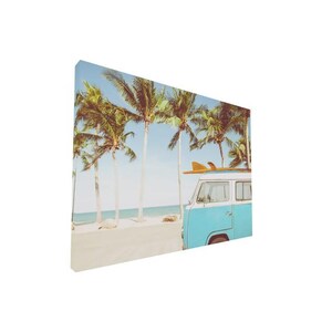 Vintage Blue Beach Van on Canvas (various Sizes), Retro Surf Van Print ...
