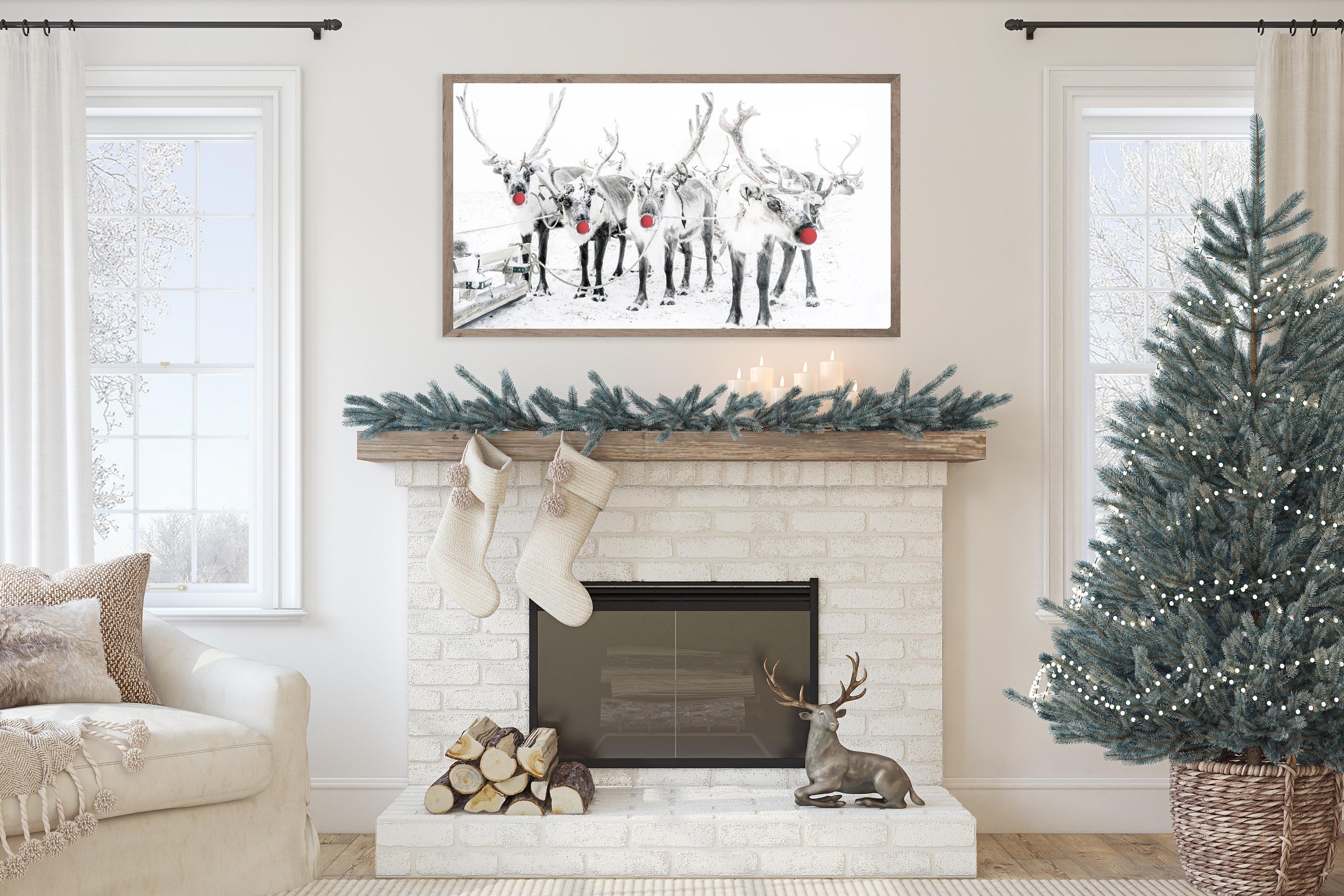 Rudolf Group in the Snow Samsung Frame TV Art Instant - Etsy