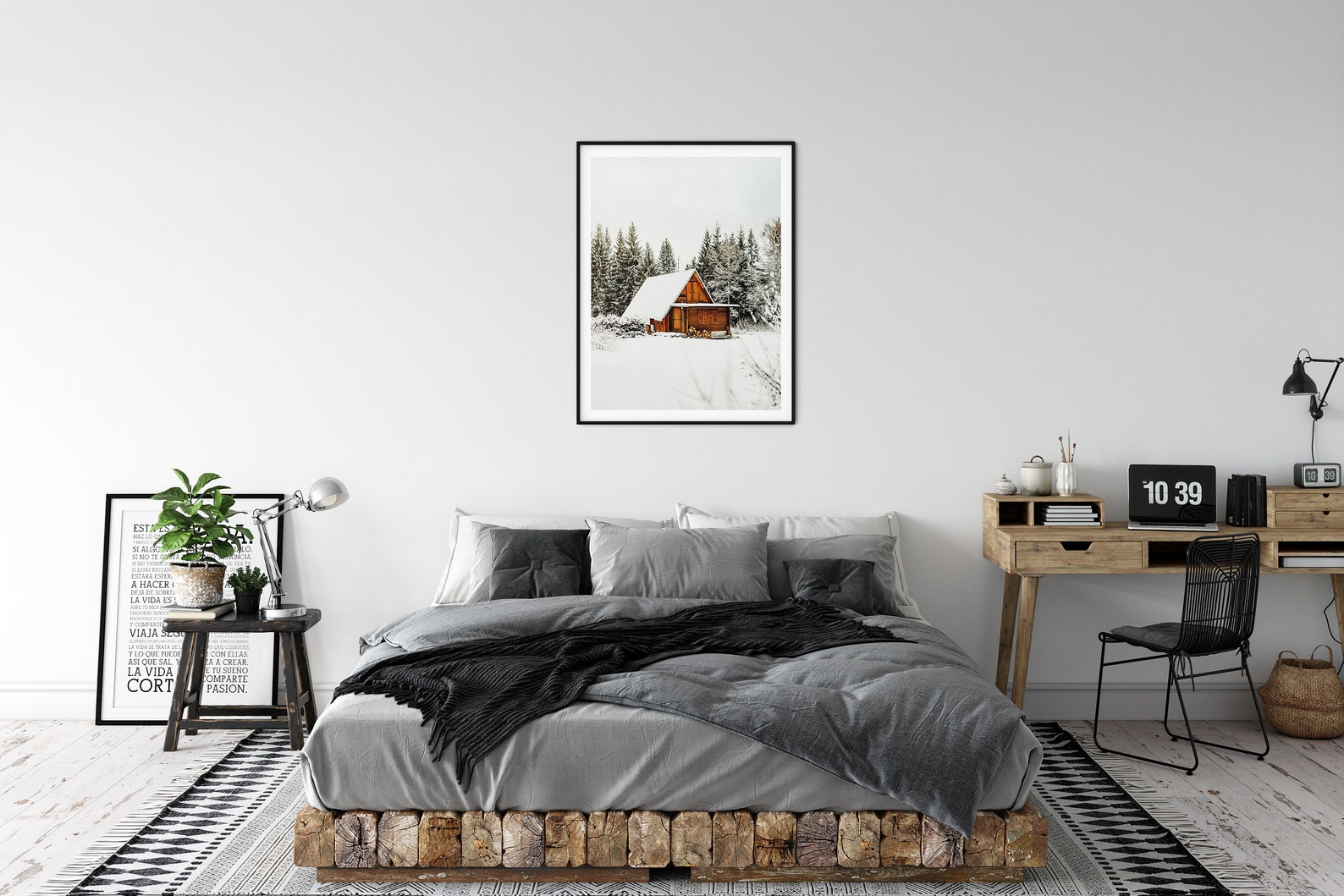 Rustic A-frame Cabin Print Printable Rustic Wall Decor | Etsy