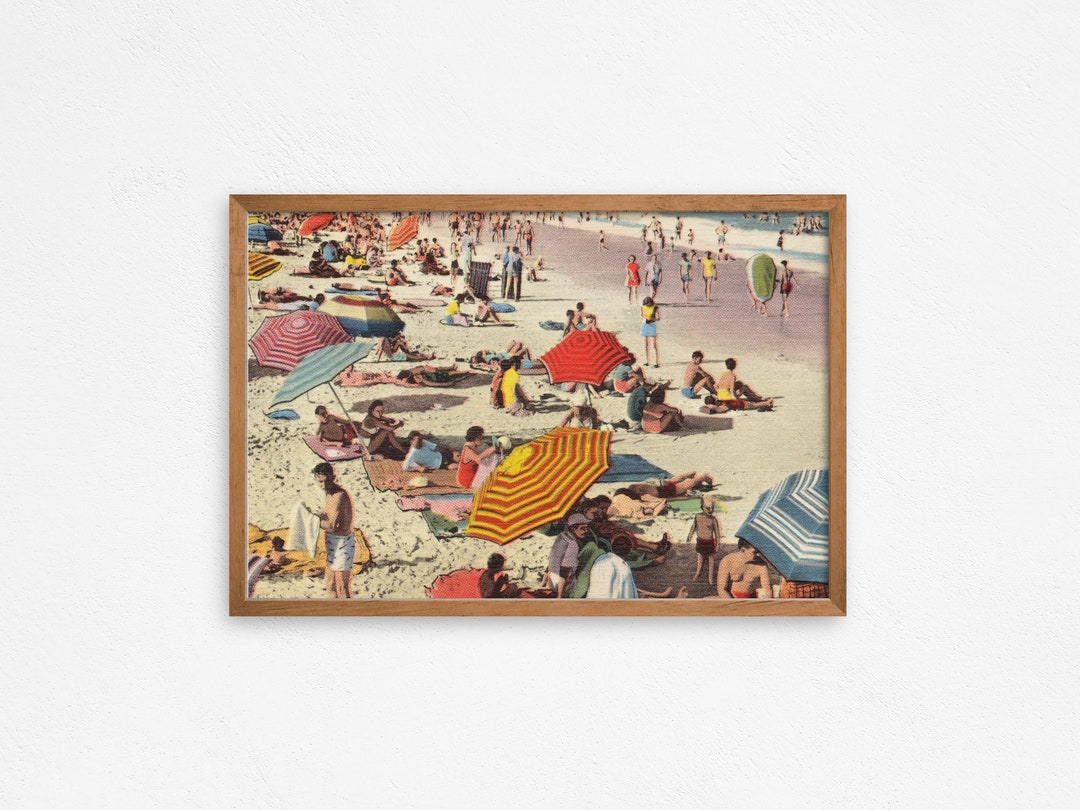 Retro Beach Print, 50s Crowd Scene (digital Download) - Etsy