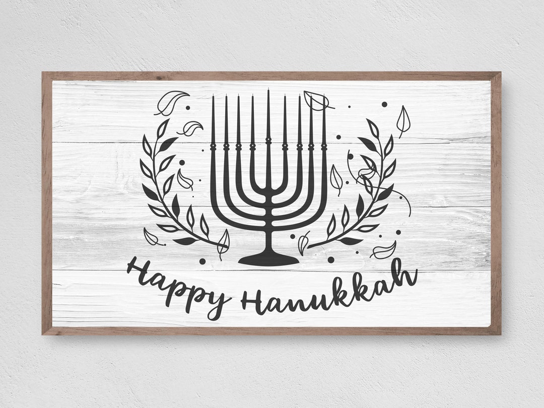 Hanukkah Menorah Frame TV Art, Rustic Winter Holiday (digital Download ...