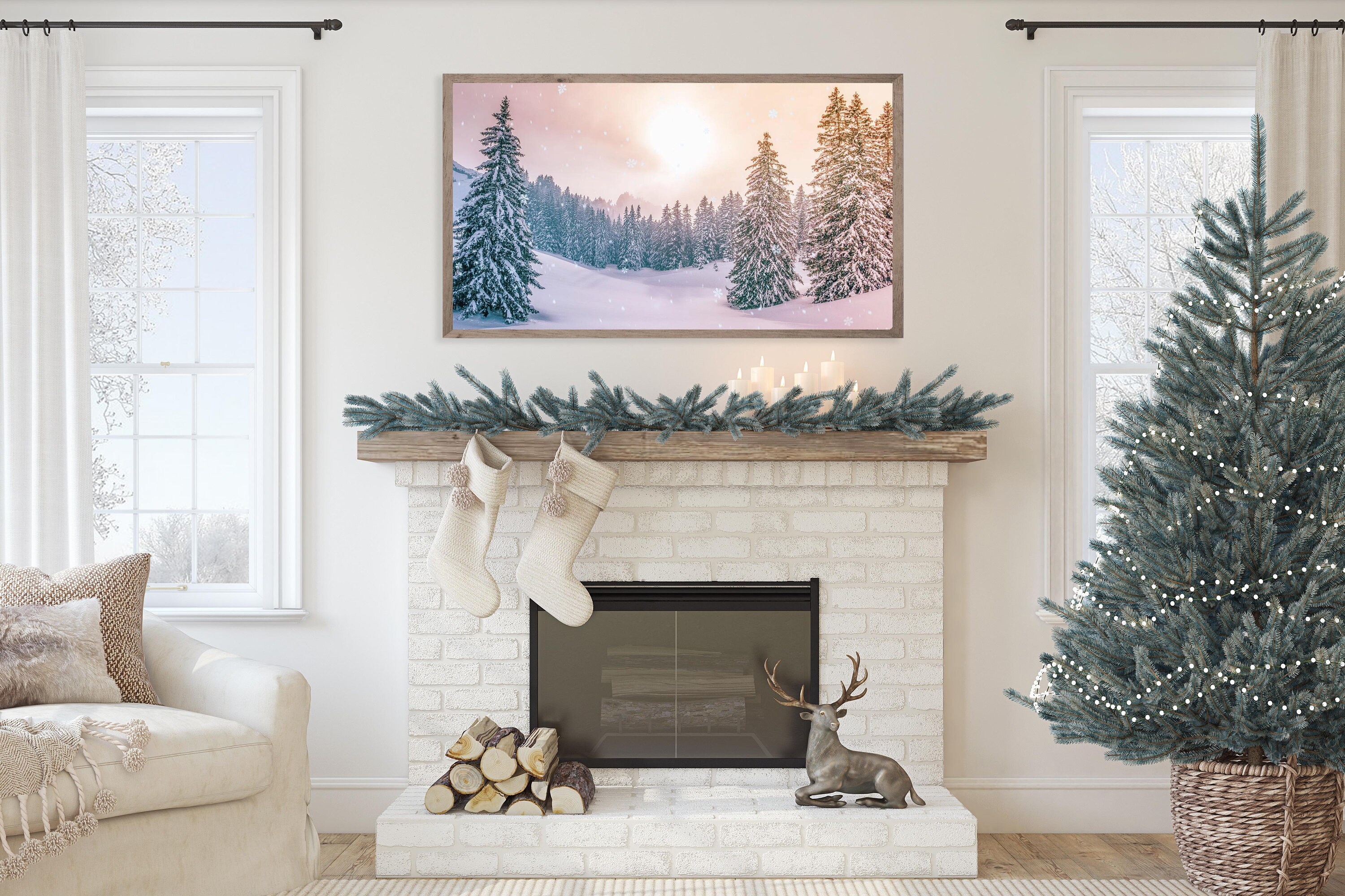 Samsung Frame TV Art Christmas Winter Dawn Instant Download | Etsy