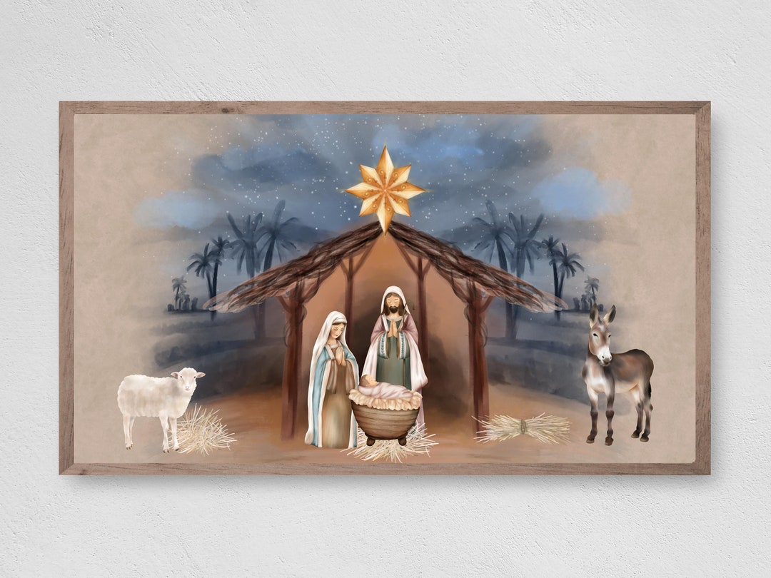 Nativity Scene Samsung Frame TV Art, Christmas Manger (instant Download ...
