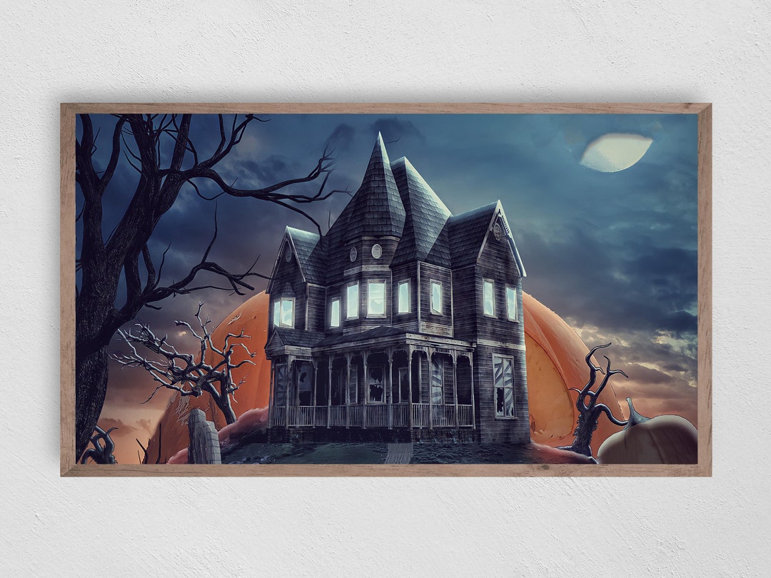Spooky Haunted House, Halloween Frame TV Art (digital Download) - Etsy