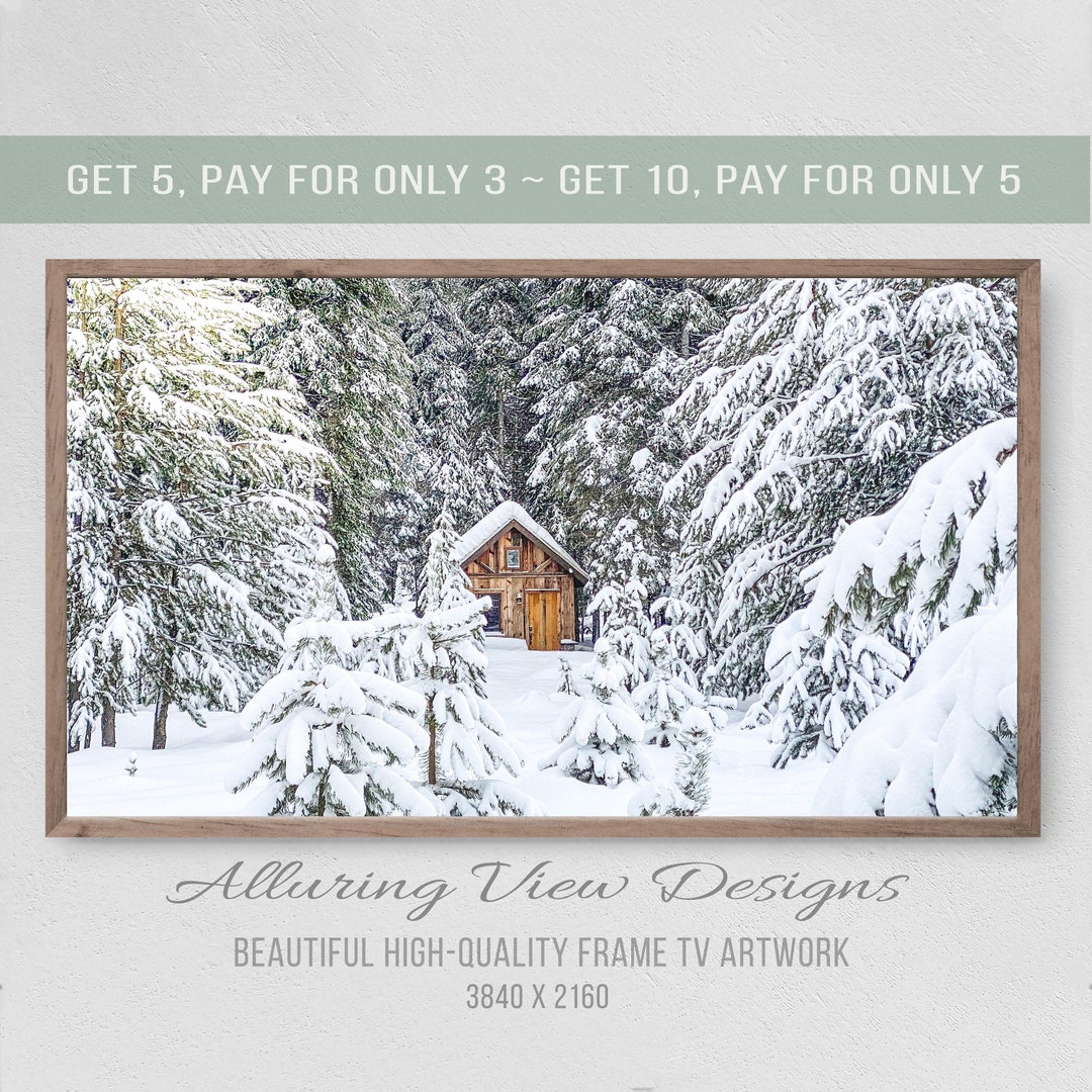 Woodland Cabin, Samsung Frame TV Art, Instant Download, Winter ...
