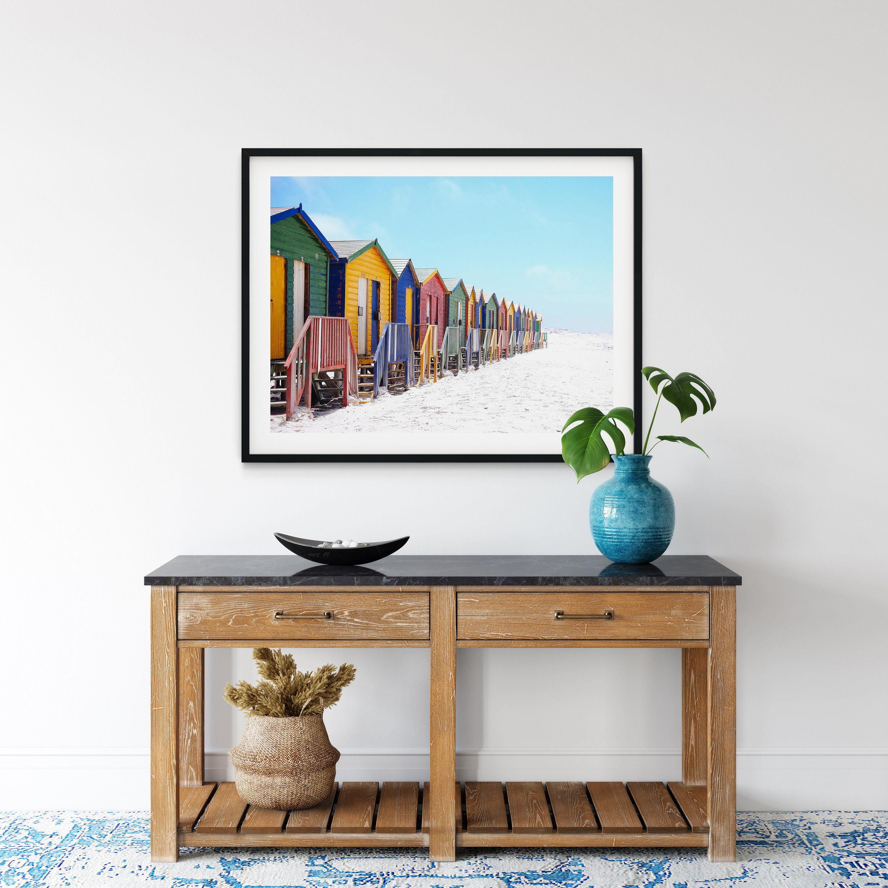 Beach Huts by the Shore Print, Printable, Beach Wall Decor, Beach Print ...