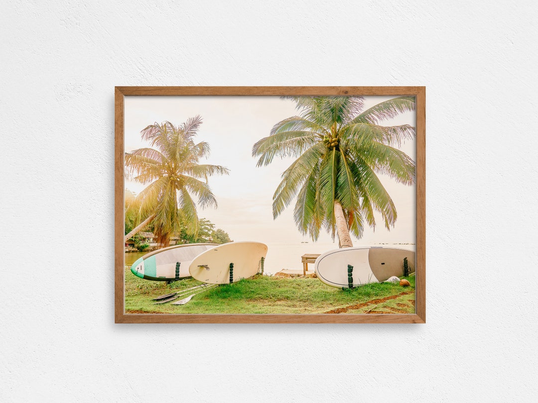 Tropical Surfboard Print, Surfing Print, Printable, Beach Wall Decor ...