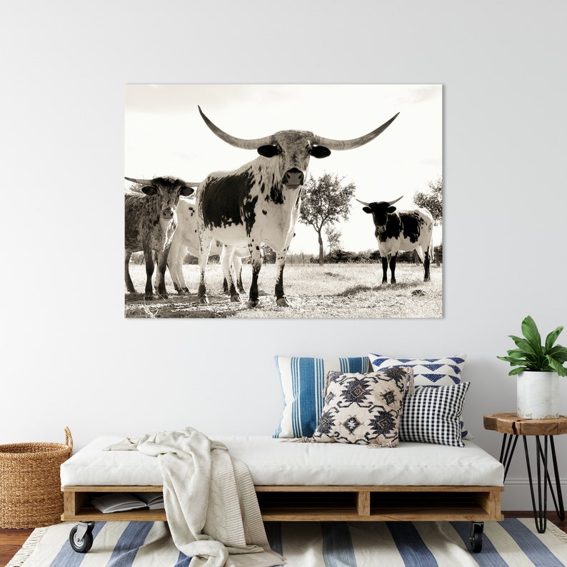 Longhorn Cow Print Printable Rustic Wall Decor Ranch Print - Etsy