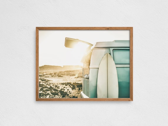 Beach Van at Dawn Retro Surf Van Print Printable Beach Wall - Etsy