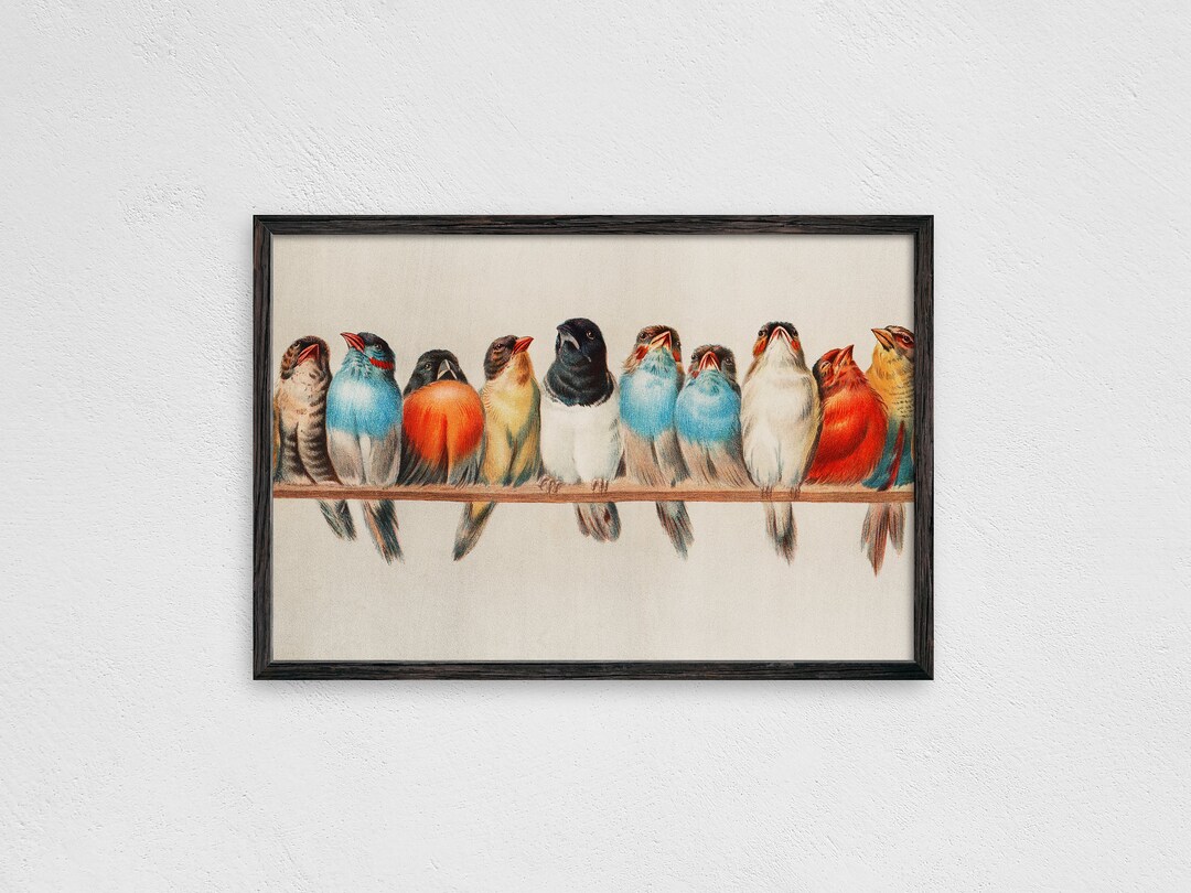Vintage Bird Row, Printable, Rustic Wall Decor, Ranch Print, Farm Print ...