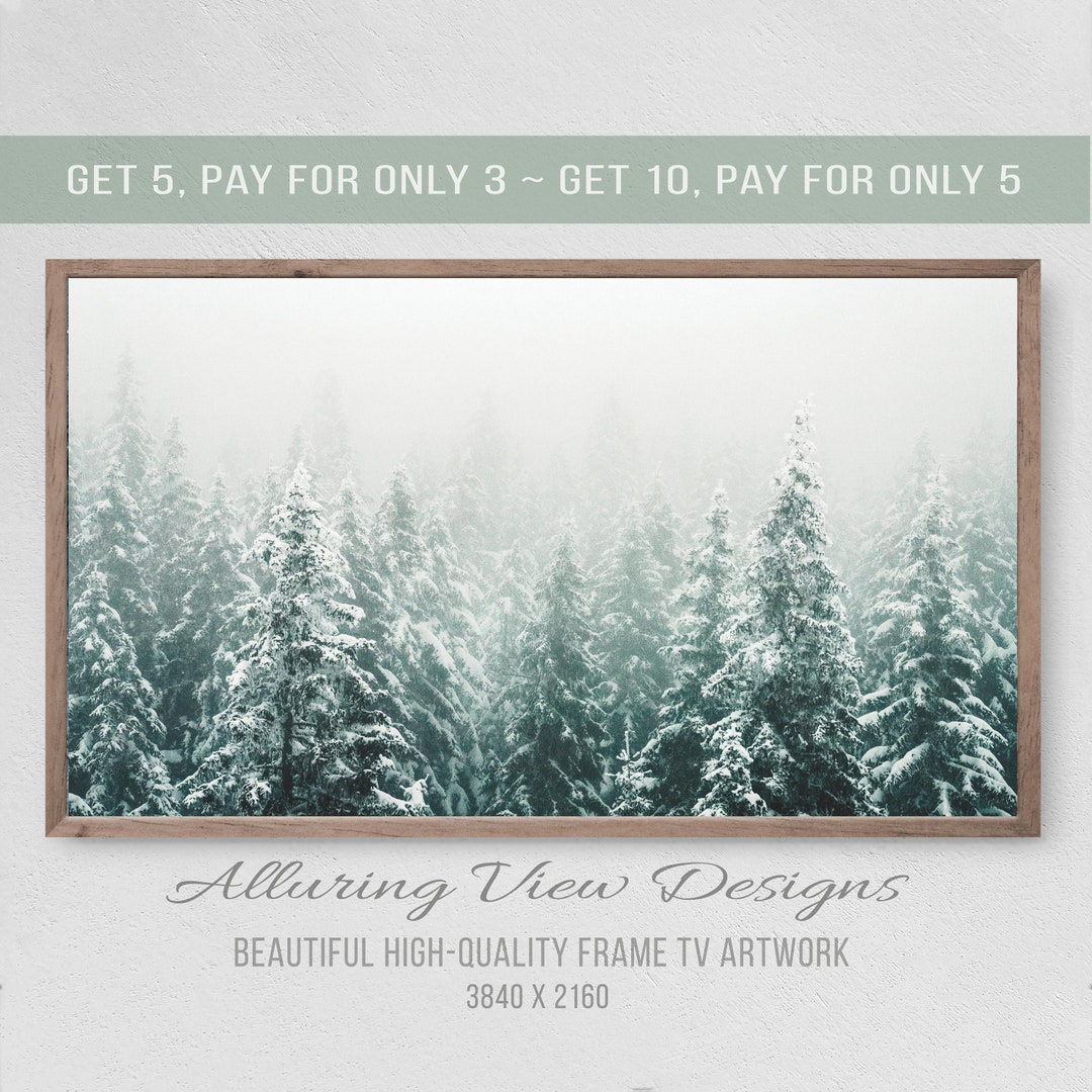 Snowy Pine Forest, Christmas Frame TV Art (digital Download) - Etsy