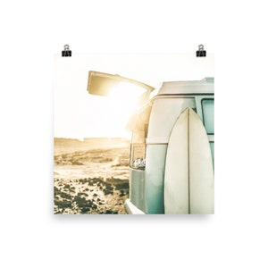 Beach Van at Dawn Print, Retro Surf Van Print, Beach Wall Decor, Beach ...