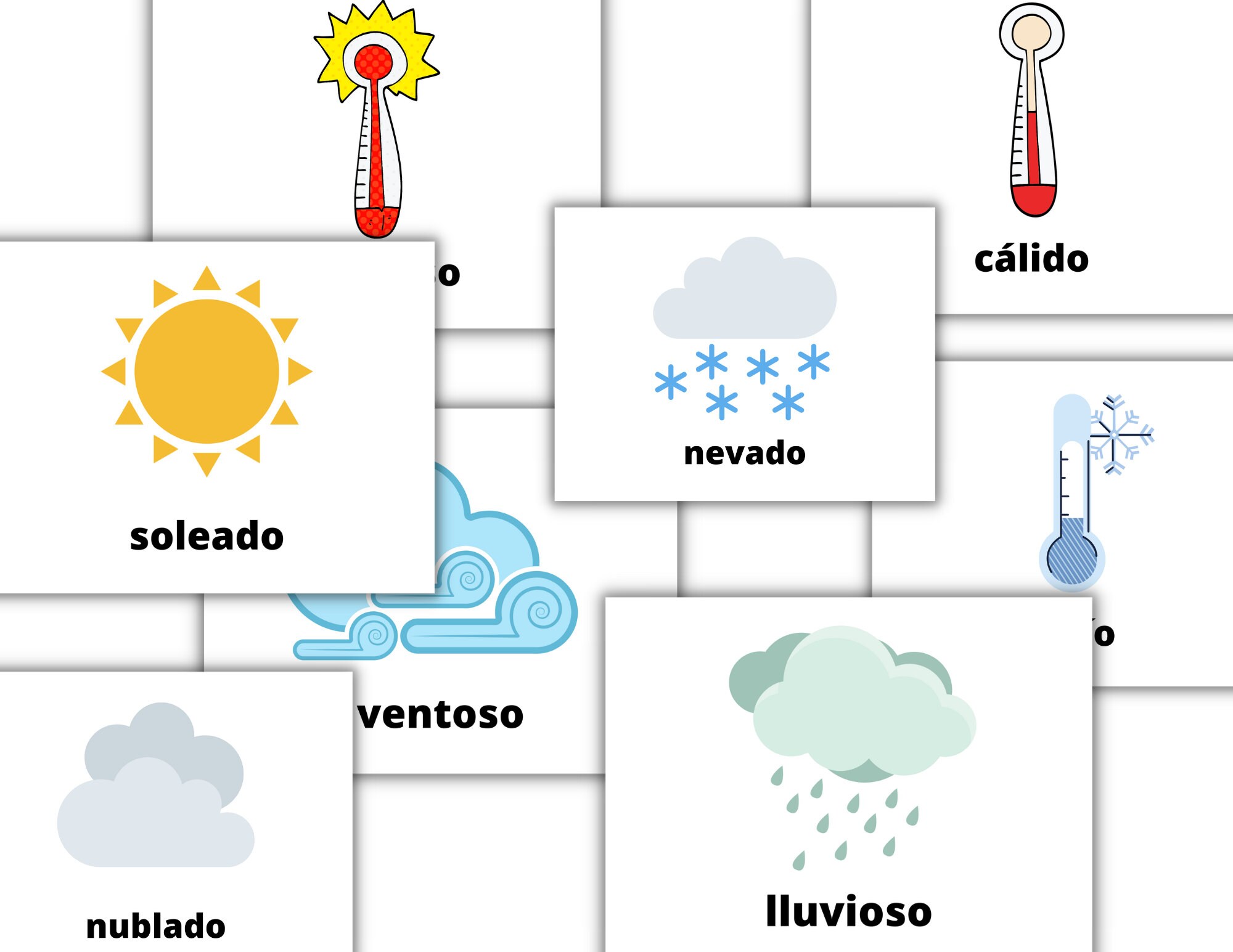 El Clima/weather Vocabulary in English & Spanish Printables - Etsy