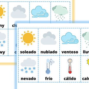 El Clima/weather Vocabulary in English & Spanish Printables - Etsy