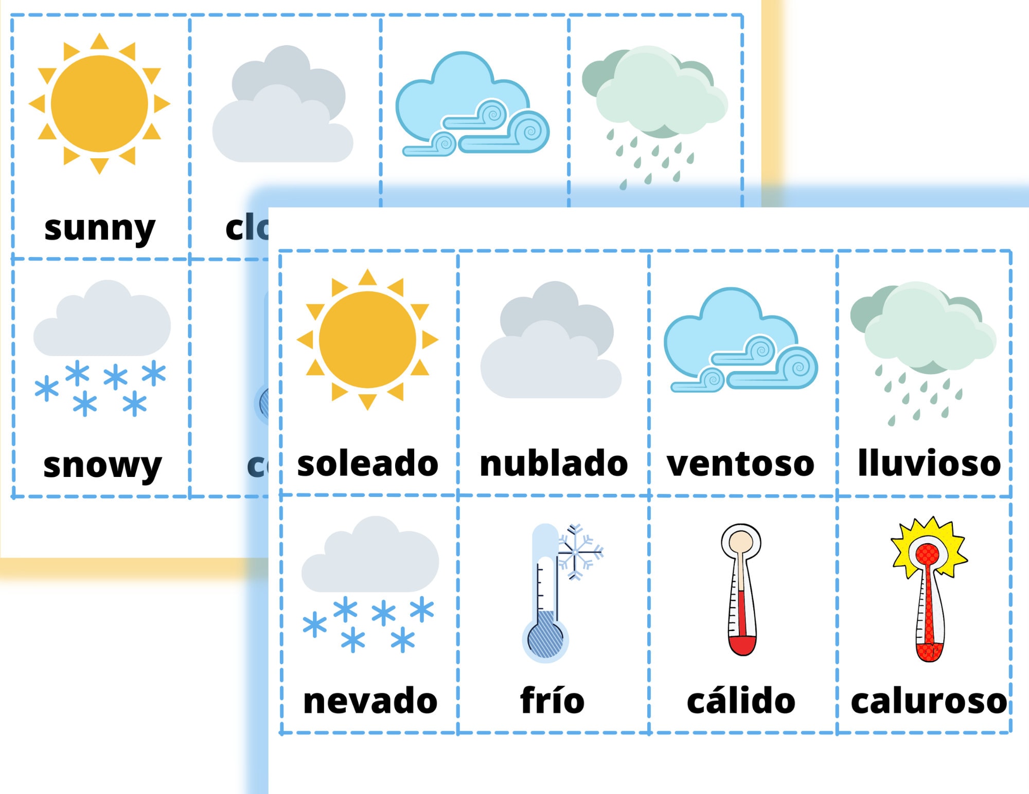 El Clima/weather Vocabulary in English & Spanish Printables - Etsy