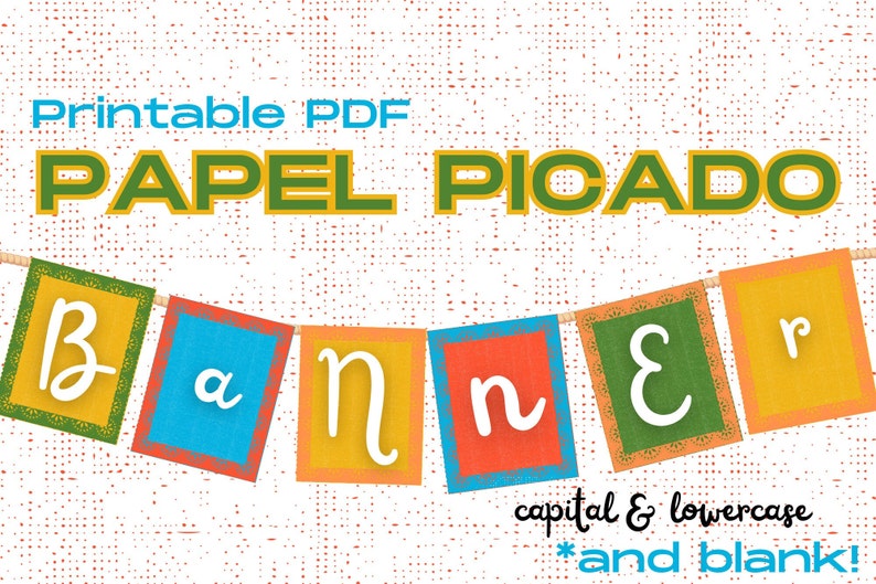 Mexican Style Papel Picado PRINTABLE BANNER- PDF Spanish Alphabet A-Z ...