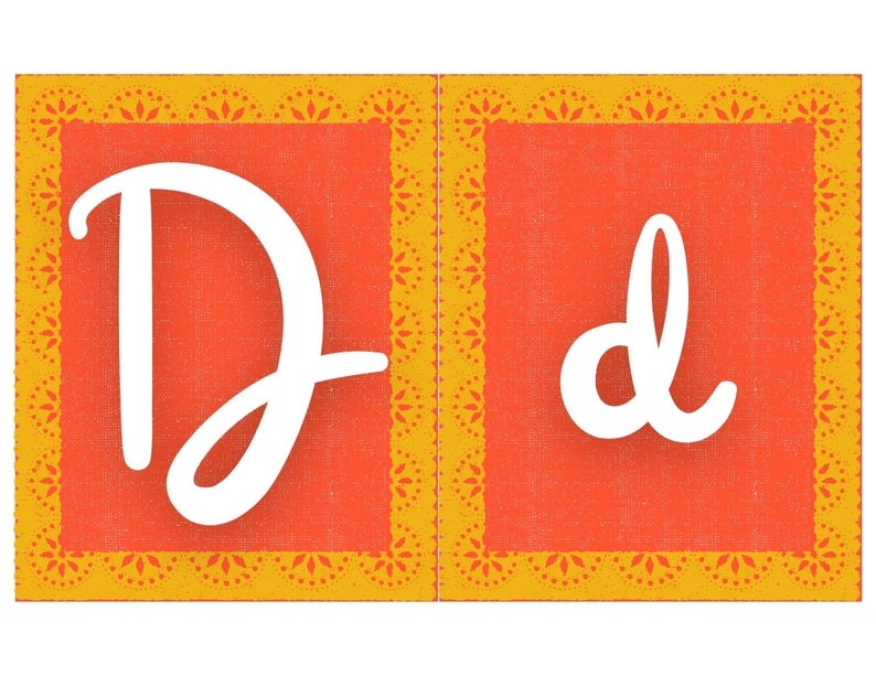 Mexican Style Papel Picado PRINTABLE BANNER- PDF Spanish Alphabet A-Z ...