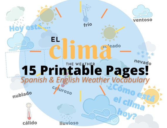 El Clima/weather Vocabulary in English & Spanish Printables | Etsy