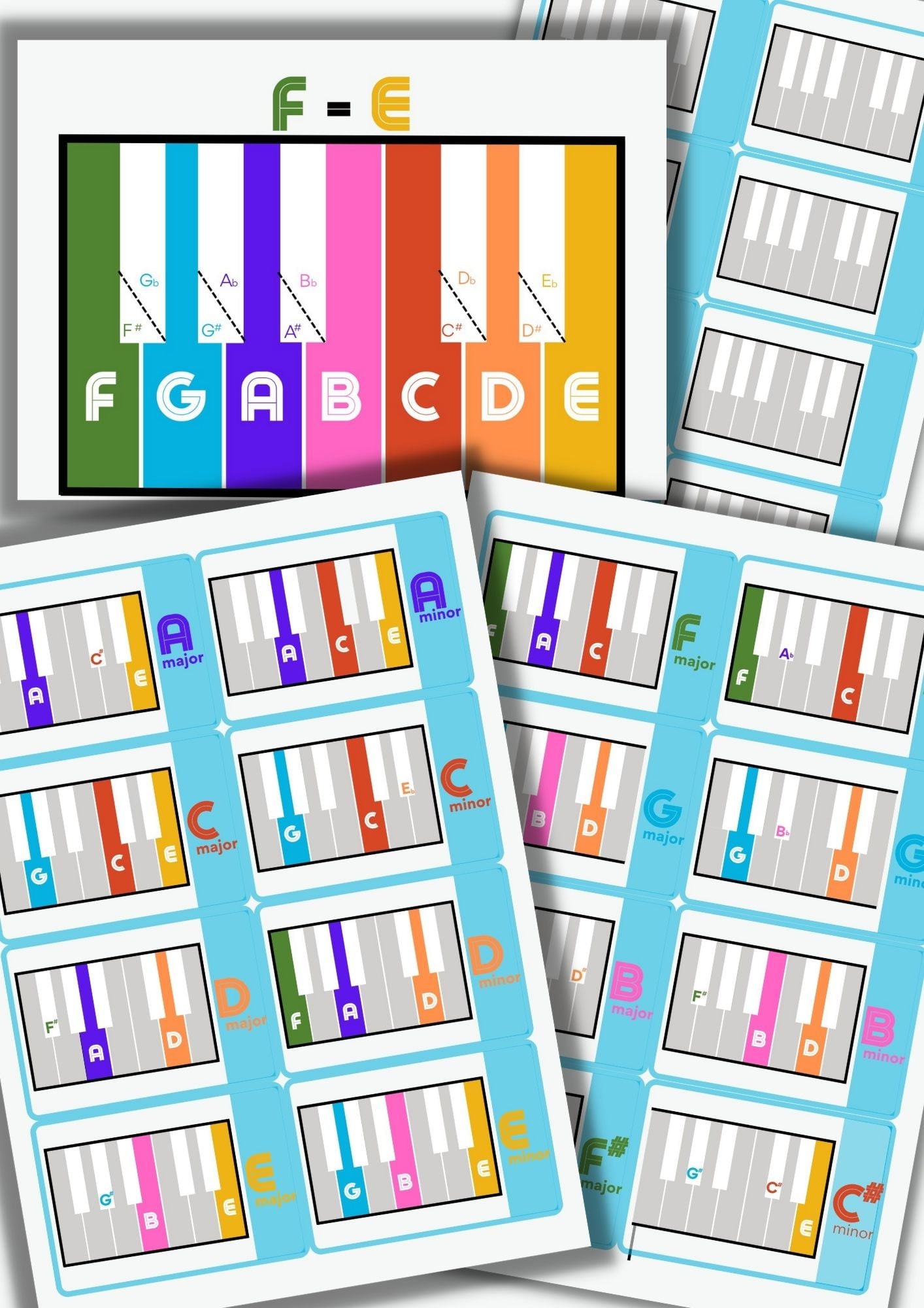 Simple Piano Chord Cards for Beginners - PDF Printable - Etsy