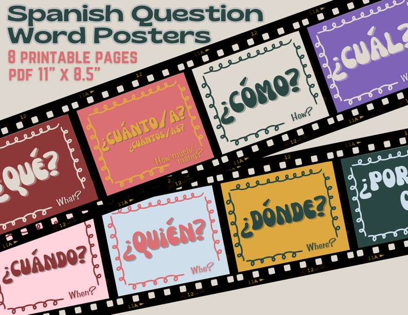 Spanish Question Word Printable Posters PDF 11x8.5 Letter - Etsy