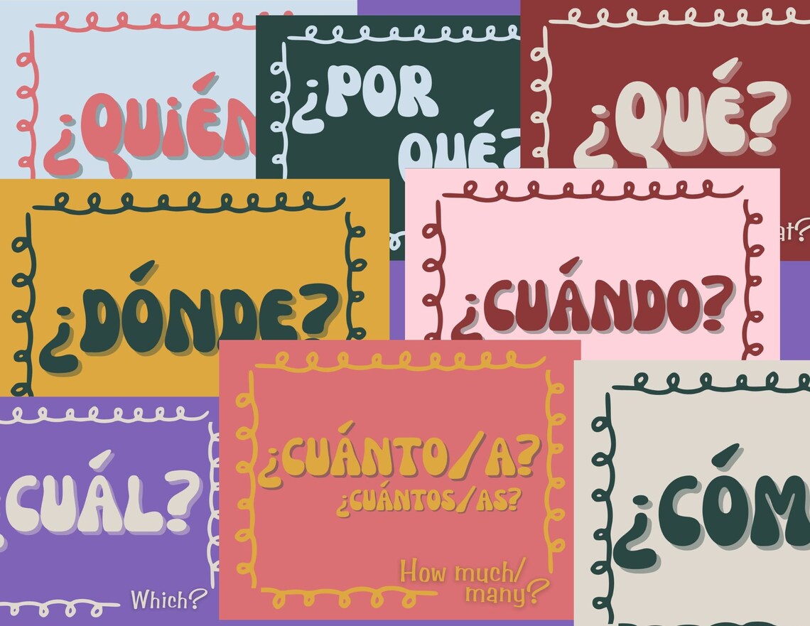 Spanish Question Word Printable Posters PDF 11x8.5 Letter - Etsy